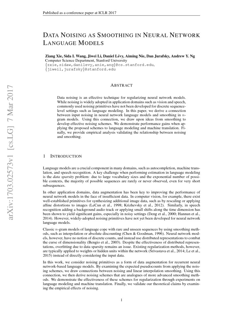 Data Noising as Smoothing in Neural Network Language Models | DeepAI