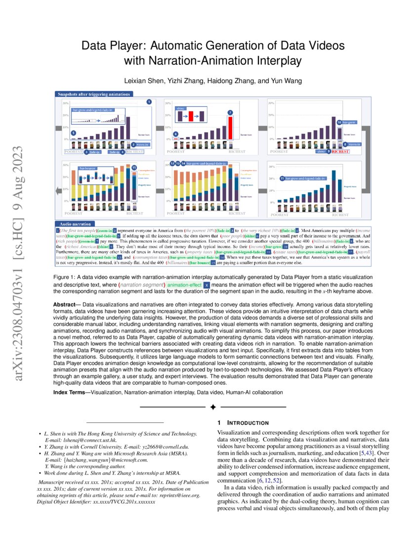 Data Player: Automatic Generation of Data Videos with Narration-Animation Interplay | DeepAI