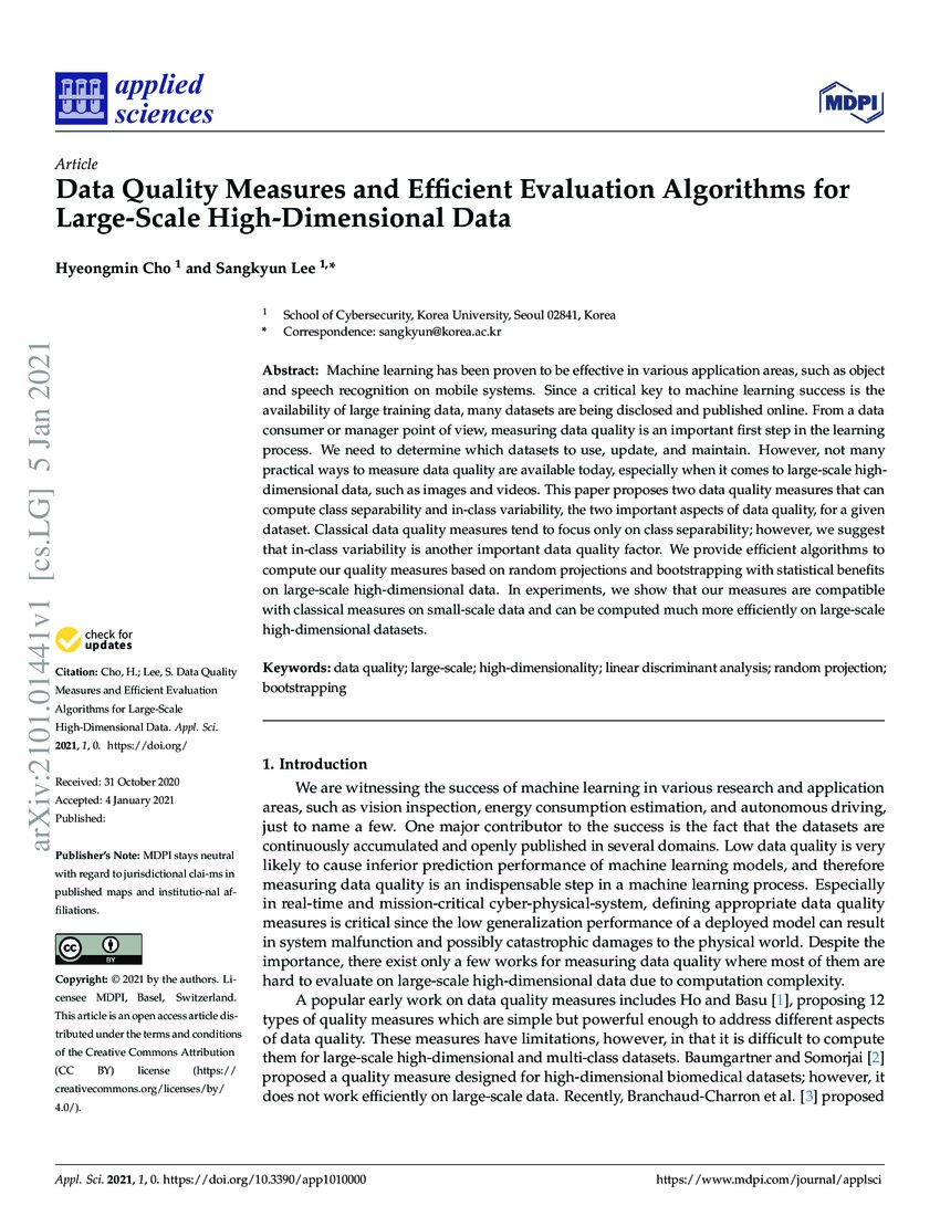 Data Quality Measures and Efficient Evaluation Algorithms for Large ... Data Quality Measures and Efficient Evaluation Algorithms for Large ...