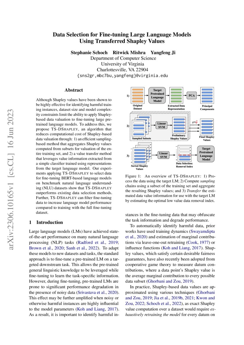 Data Selection For Fine Tuning Large Language Models Using Transferred Shapley Values Deepai