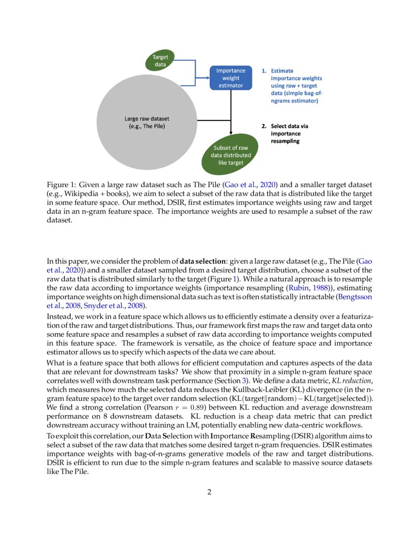 Data Selection For Language Models Via Importance Resampling Deepai