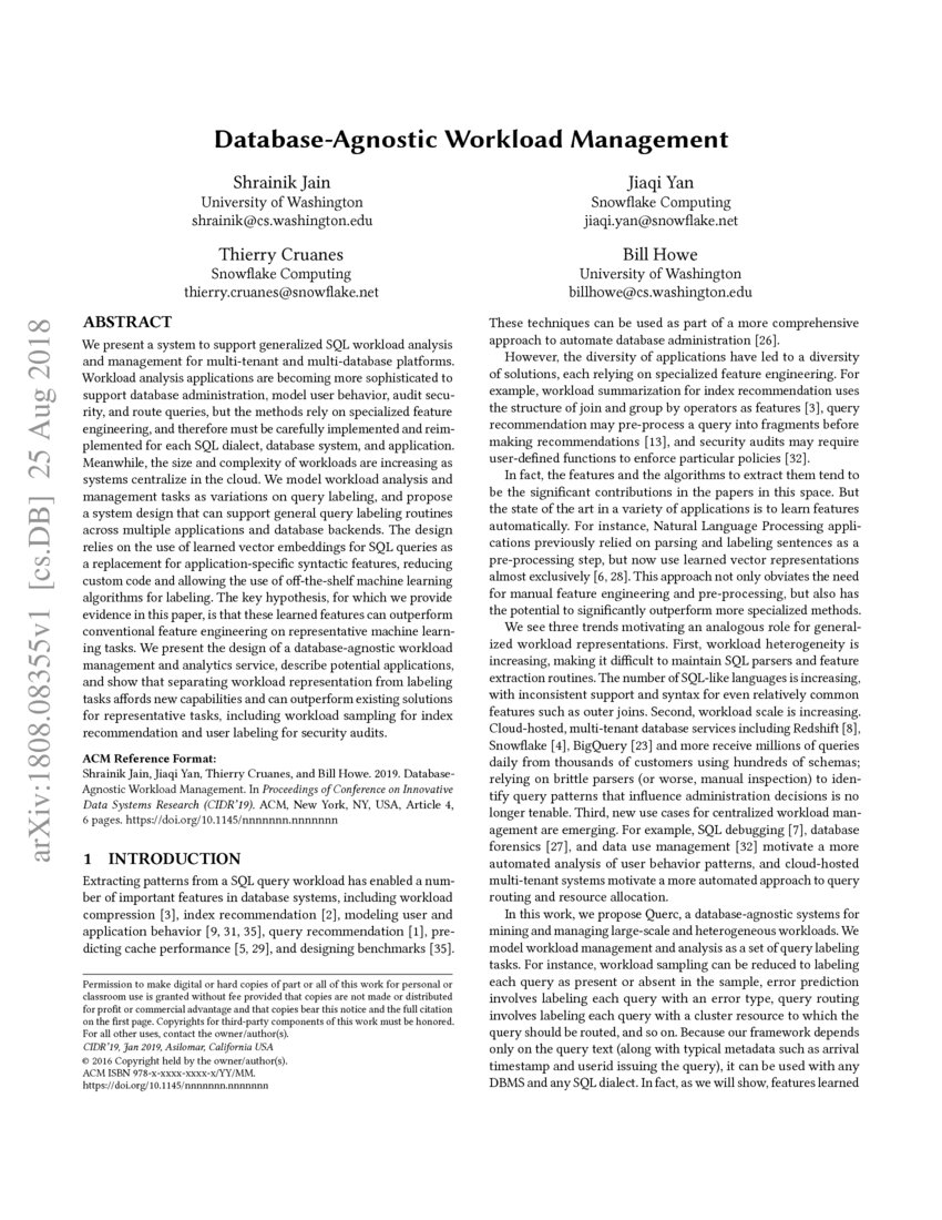 Database-Agnostic Workload Management | DeepAI