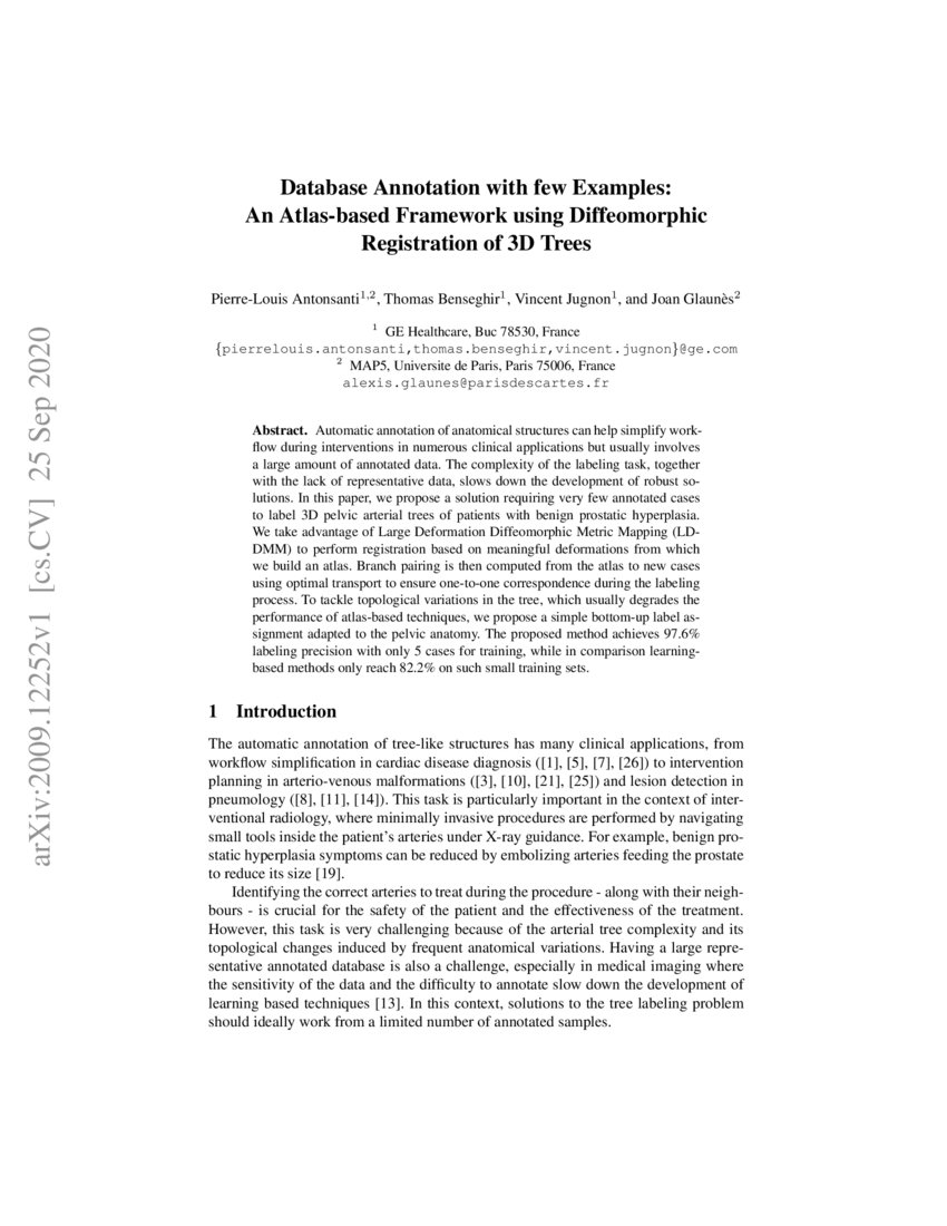 Database Annotation With Few Examples An Atlas Based Framework Using Diffeomorphic Registration