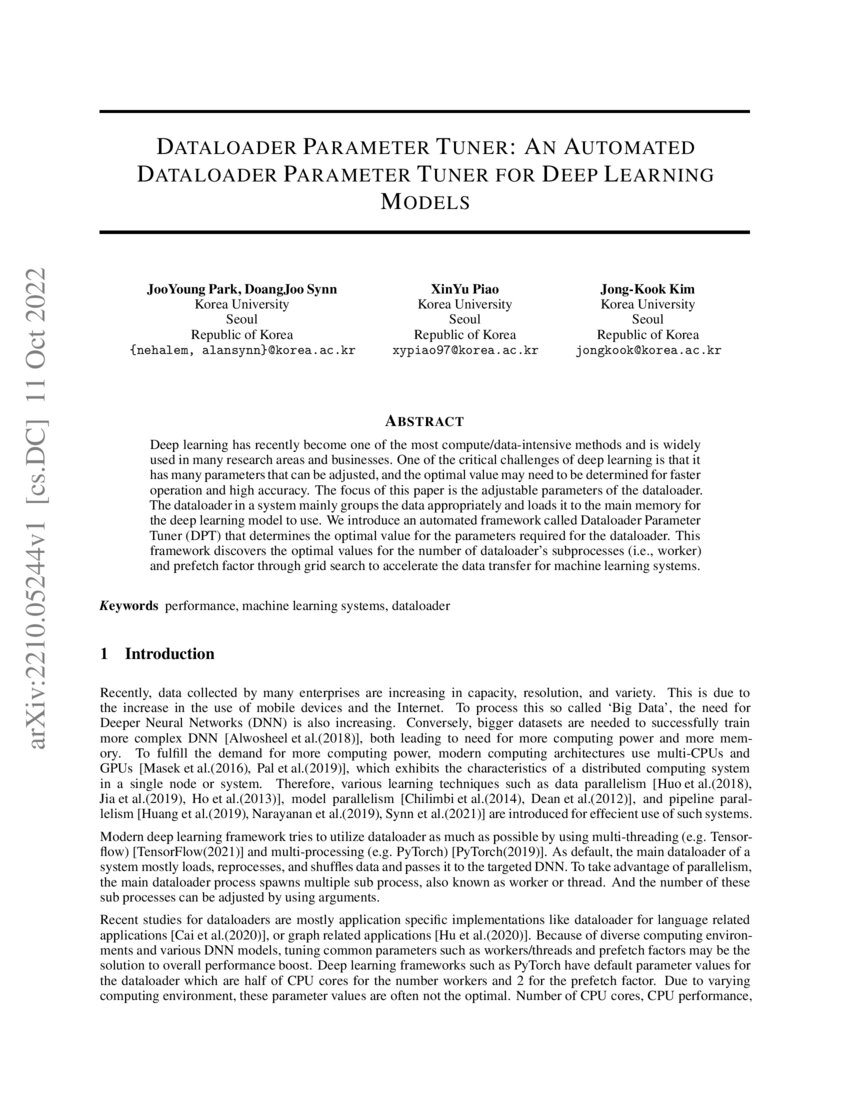 Dataloader Parameter Tuner An Automated Dataloader Parameter Tuner For 5218