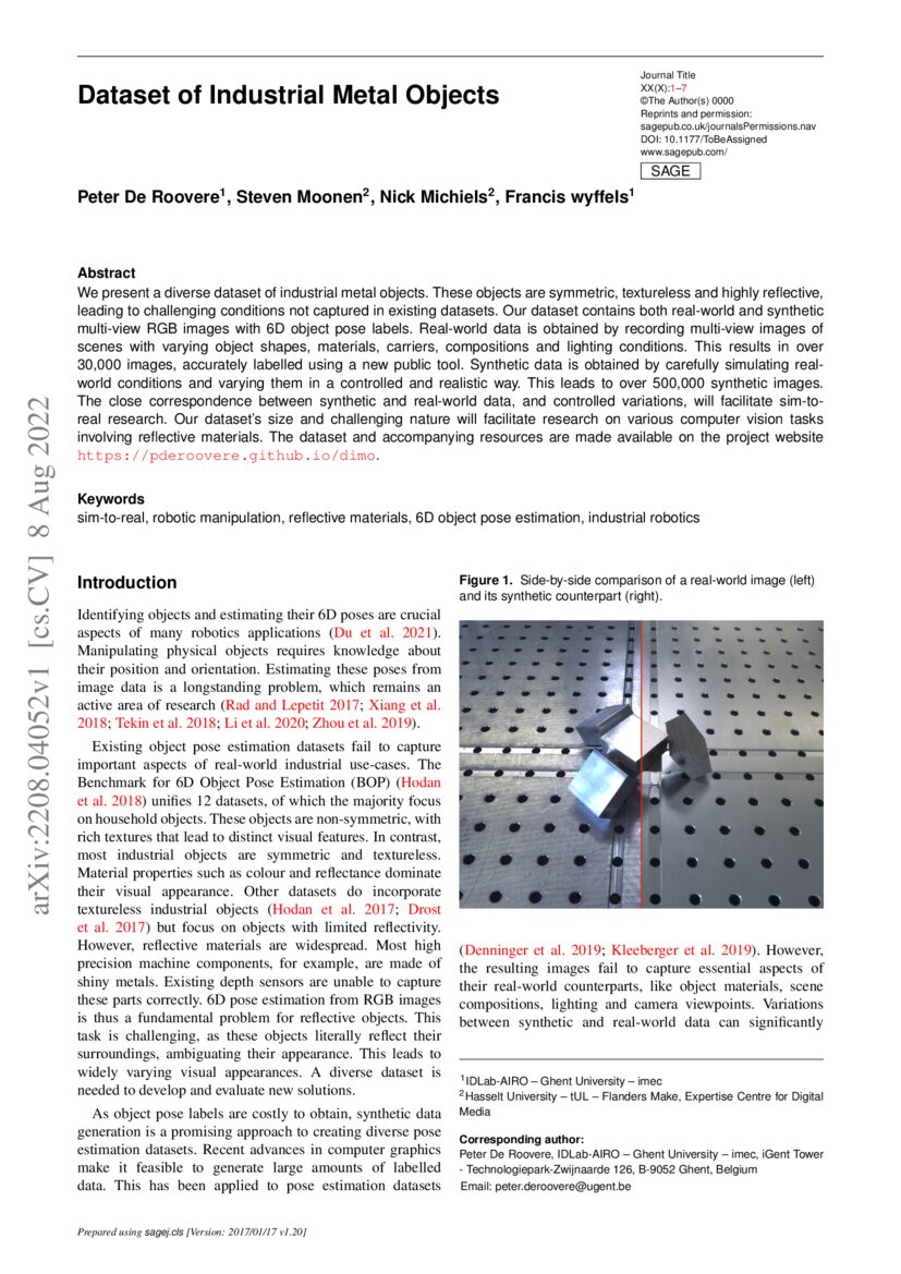 Dataset of Industrial Metal Objects | DeepAI