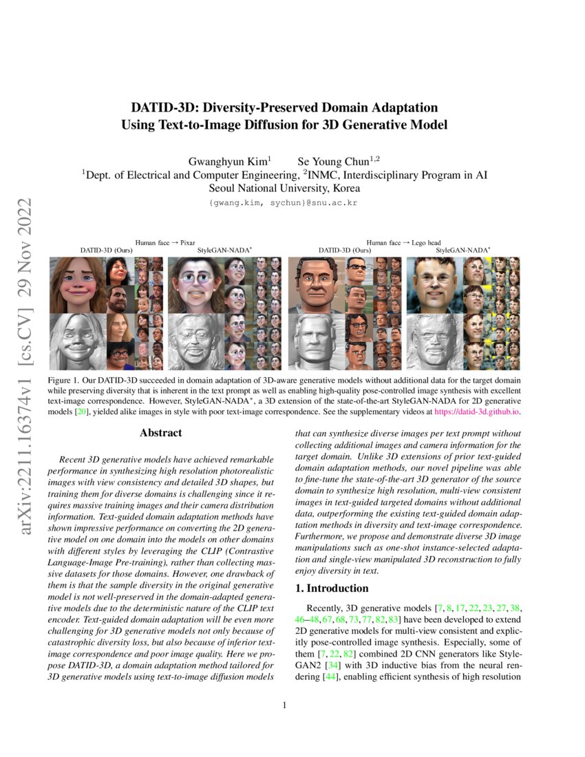 Datid 3d Diversity Preserved Domain Adaptation Using Text To Image