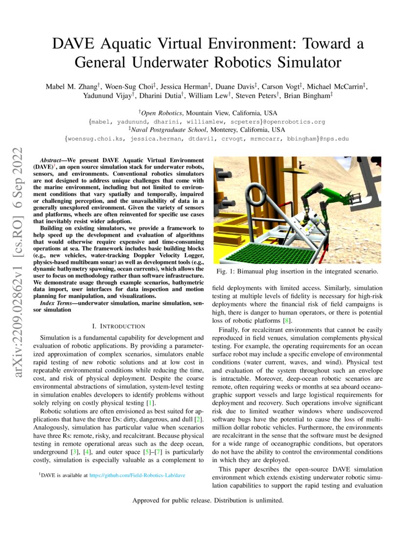 DAVE Aquatic Virtual Environment: Toward a General Underwater Robotics ...