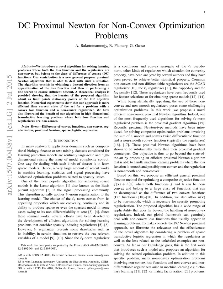 Dc Proximal Newton For Non Convex Optimization Problems Deepai 