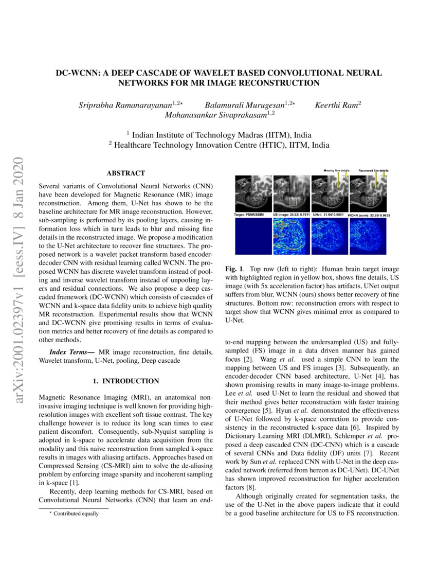 Dc Wcnn A Deep Cascade Of Wavelet Based Convolutional Neural Networks