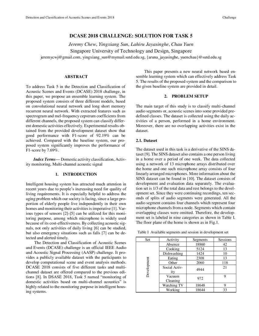 DCASE 2018 Challenge: Solution for Task 5 | DeepAI