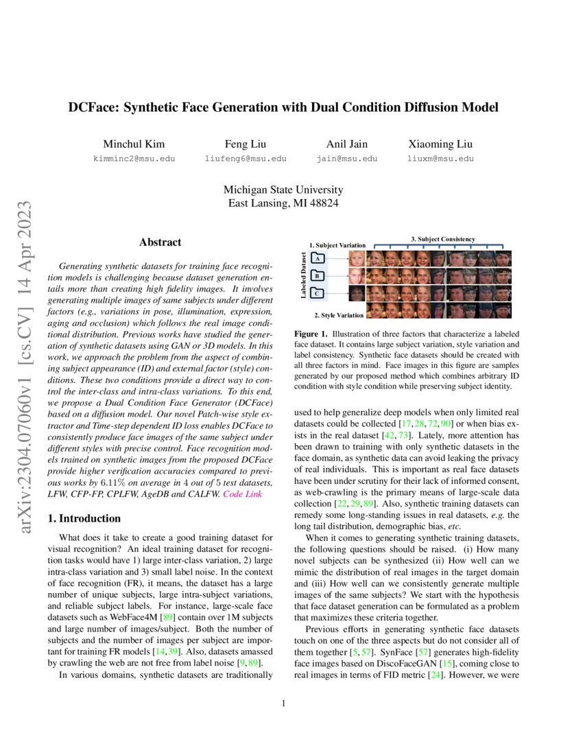 DCFace: Synthetic Face Generation with Dual Condition Diffusion Model | DeepAI