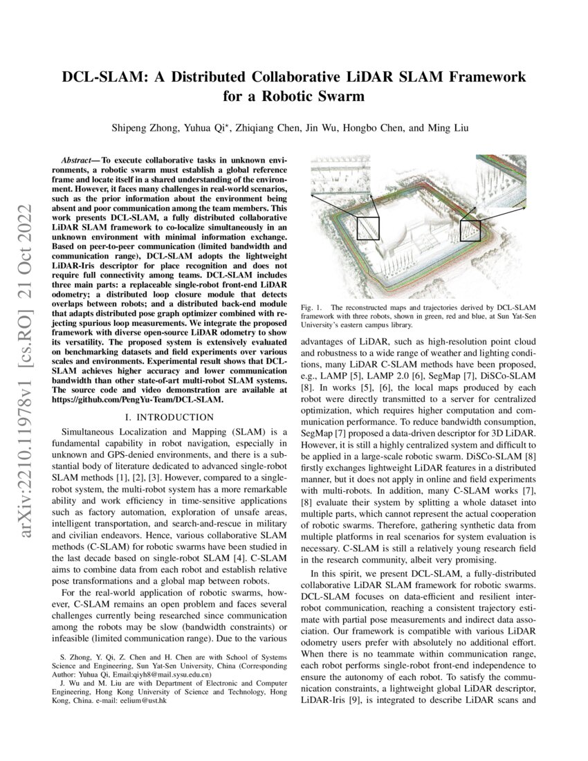 DCL-SLAM: A Distributed Collaborative LiDAR SLAM Framework for a ... DCL-SLAM: A Distributed Collaborative LiDAR SLAM Framework for a ...
