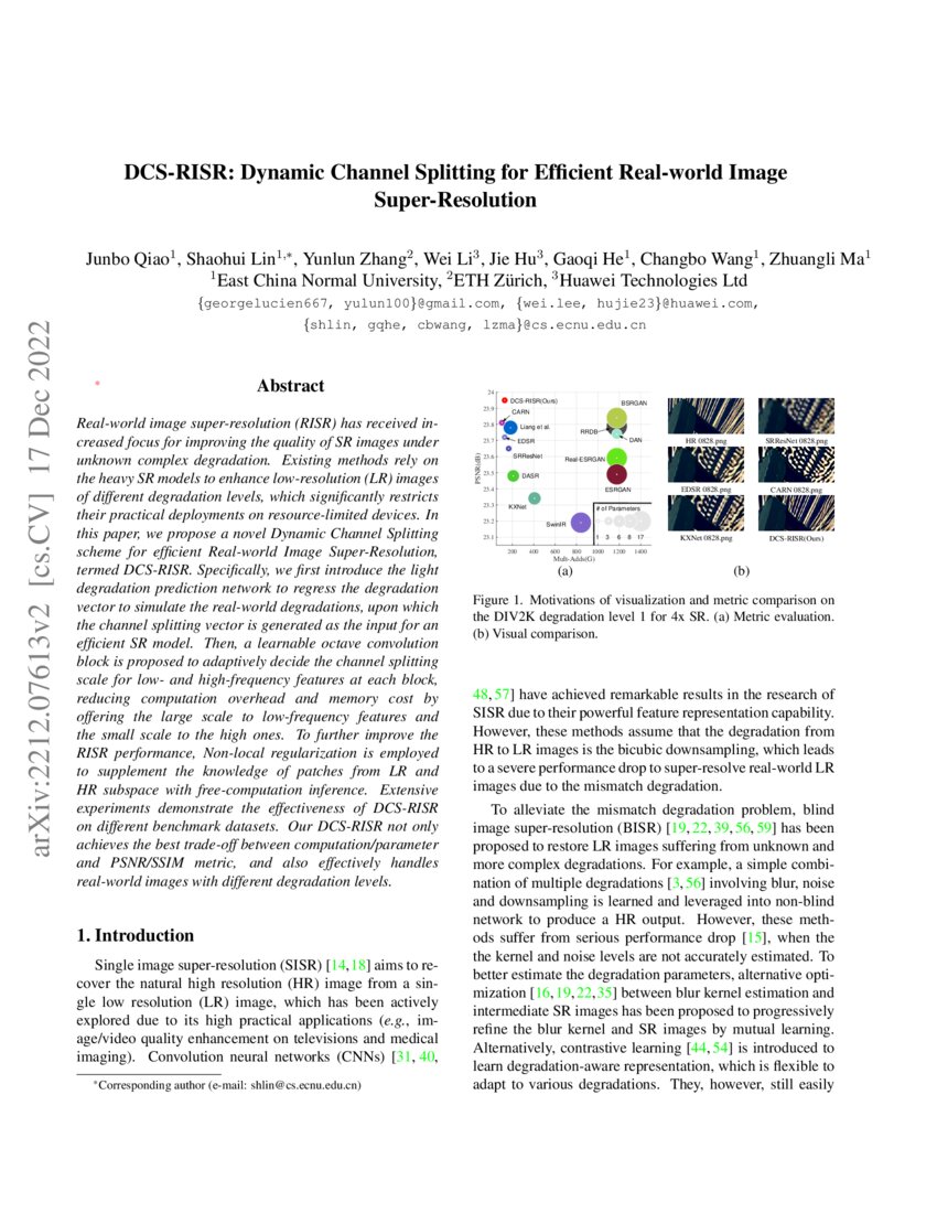 DCS-RISR: Dynamic Channel Splitting for Efficient Real-world Image Super-Resolution | DeepAI