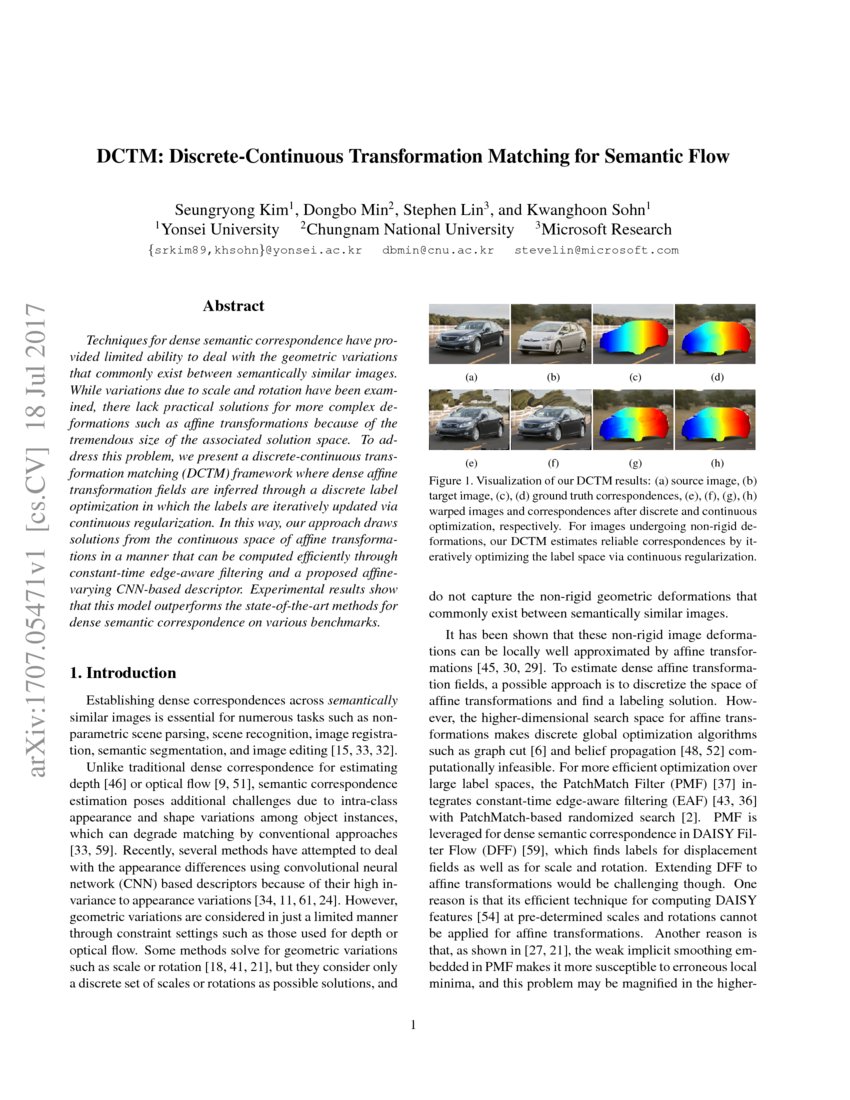 DCTM: Discrete-Continuous Transformation Matching for Semantic Flow | DeepAI