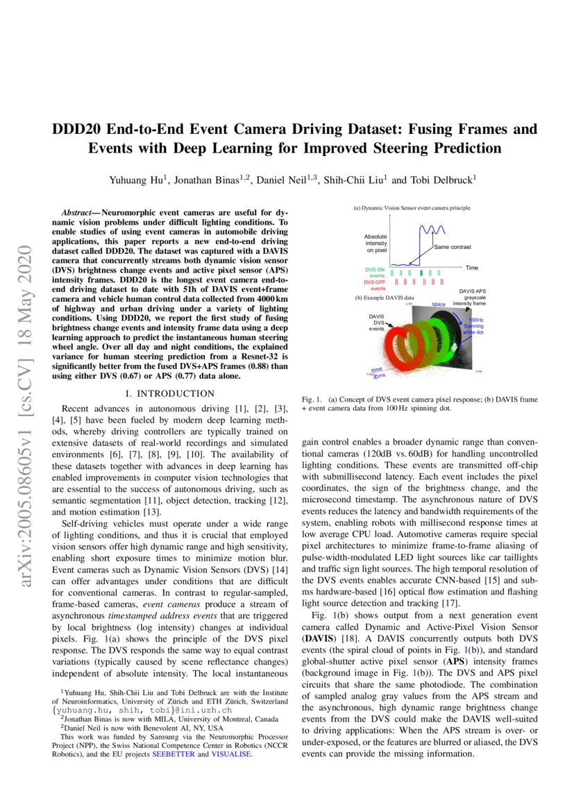 DDD20 End-to-End Event Camera Driving Dataset: Fusing Frames and Events with Deep Learning for ...