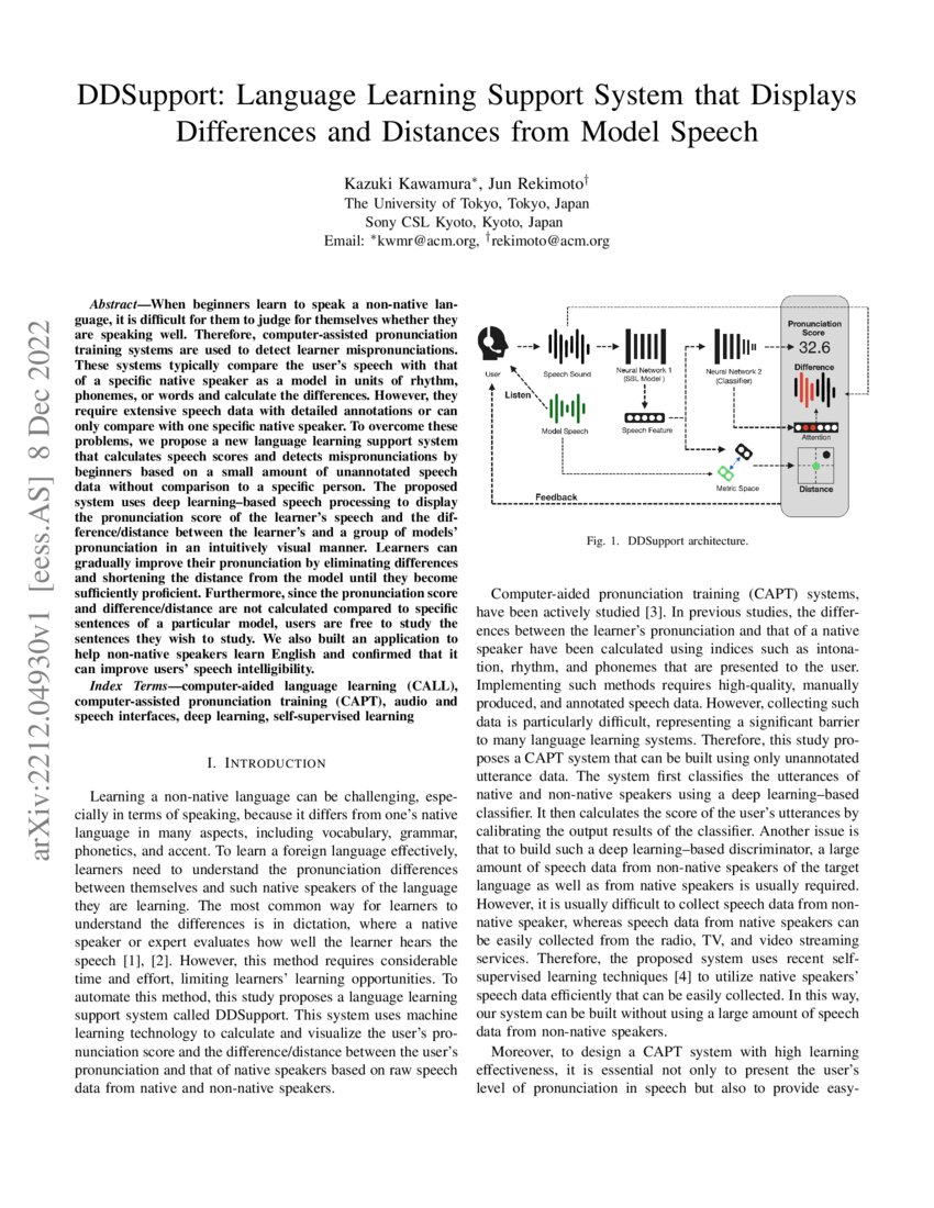 DDSupport: Language Learning Support System that Displays Differences and Distances from Model ...