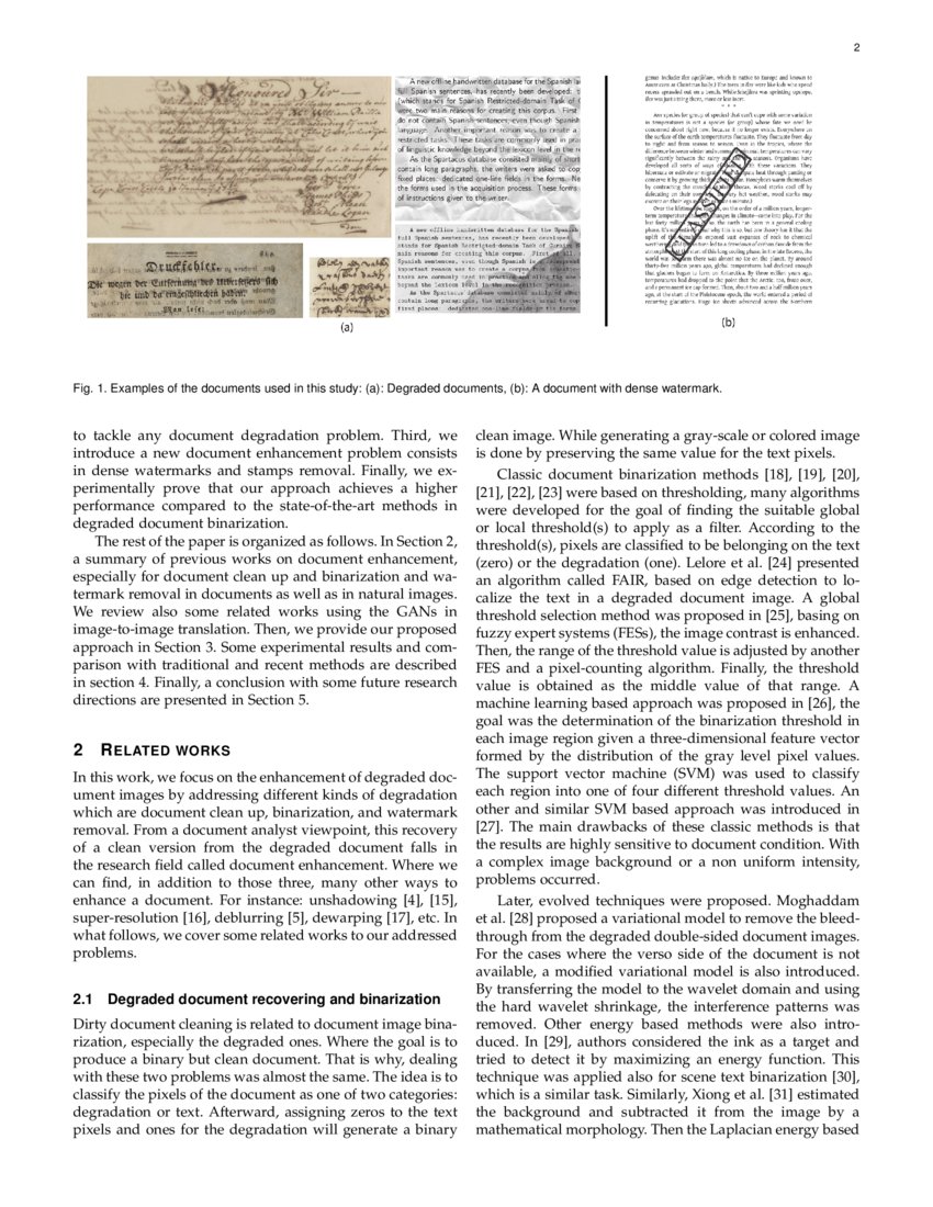 DE-GAN: A Conditional Generative Adversarial Network for Document Enhancement | DeepAI