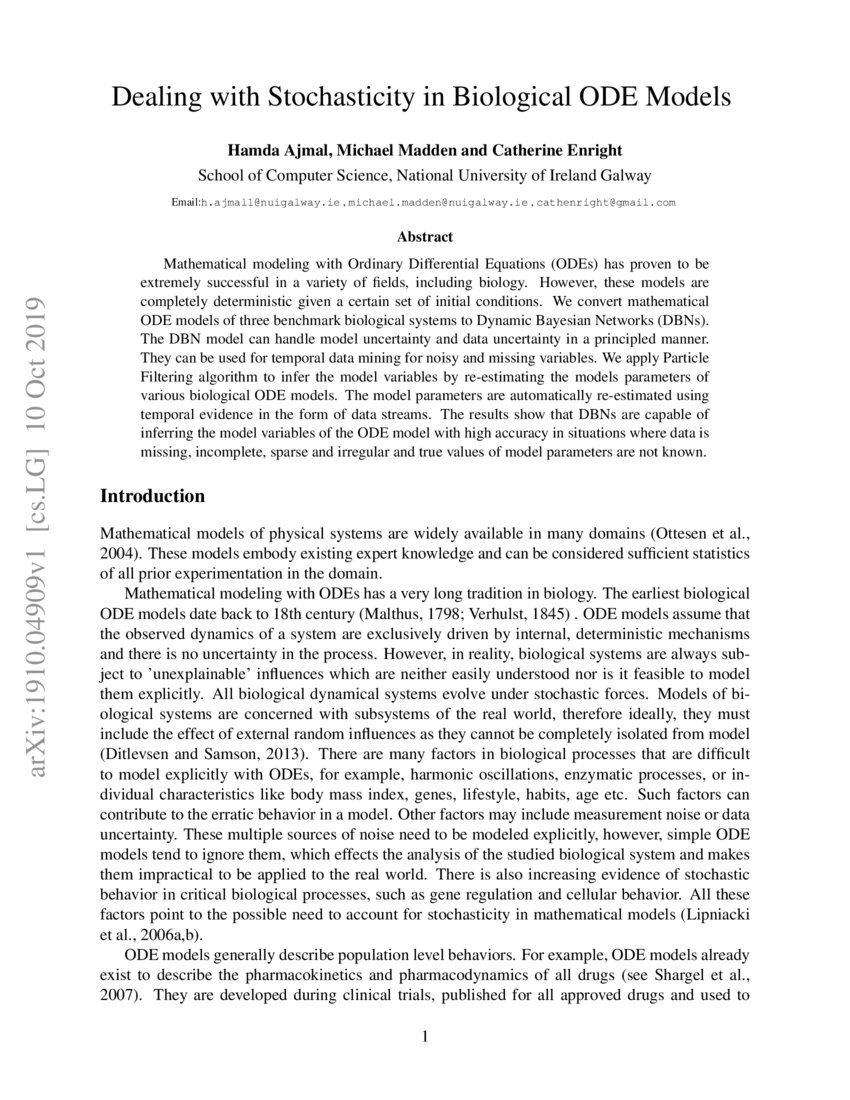 Dealing With Stochasticity In Biological Ode Models Deepai