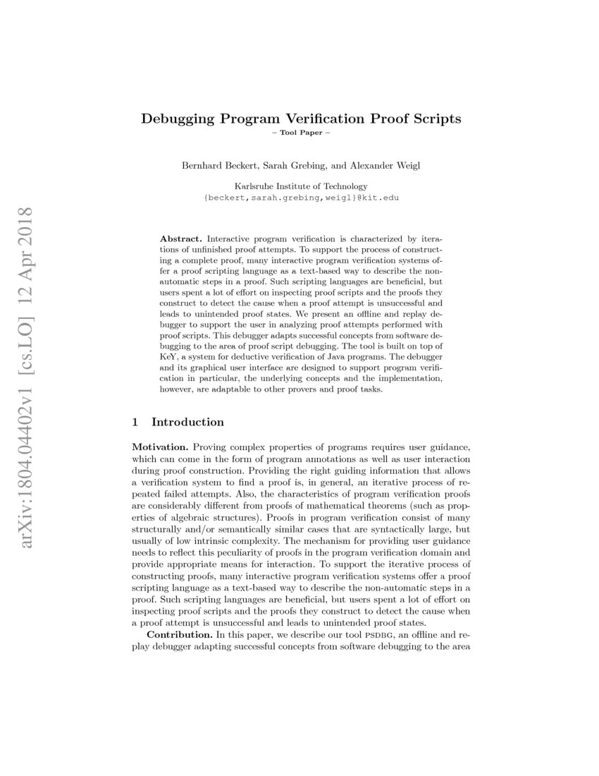 Debugging Program Verification Proof Scripts Tool Paper Deepai
