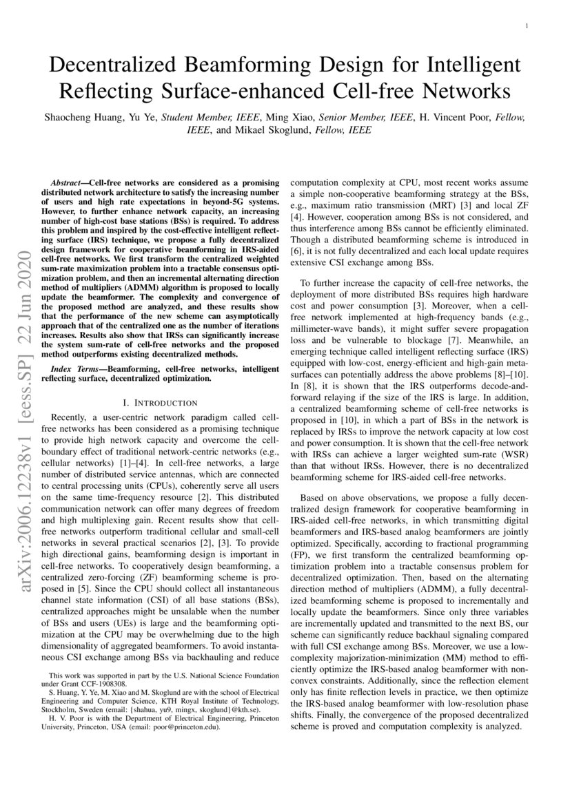 Decentralized Beamforming Design for Intelligent Reflecting Surface ...