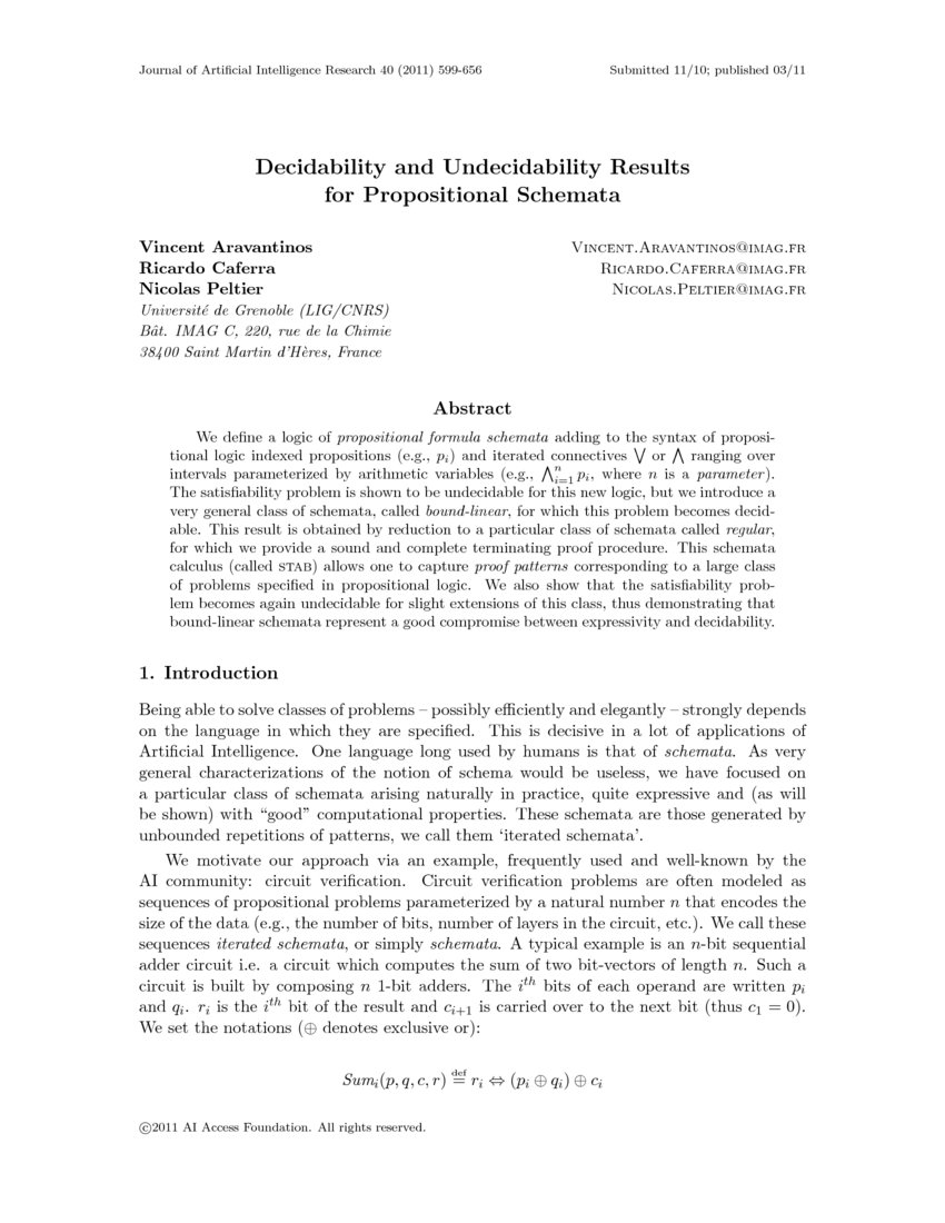 Decidability and Undecidability Results for Propositional Schemata | DeepAI