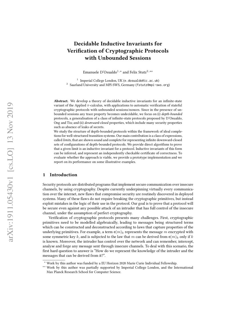 Decidable Inductive Invariants for Verification of Cryptographic Protocols with Unbounded ...