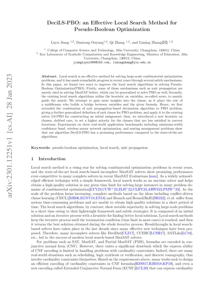 Decils Pbo An Effective Local Search Method For Pseudo Boolean Optimization Deepai