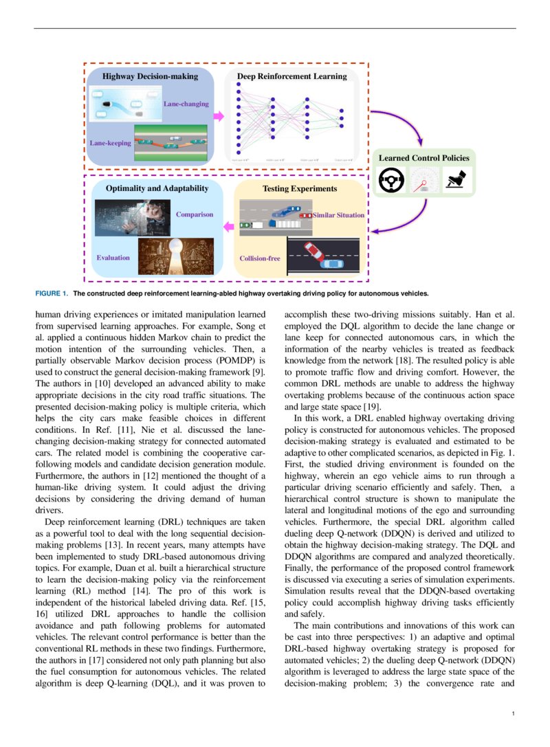 Decision Making Strategy On Highway For Autonomous Vehicles Using Deep Reinforcement Learning