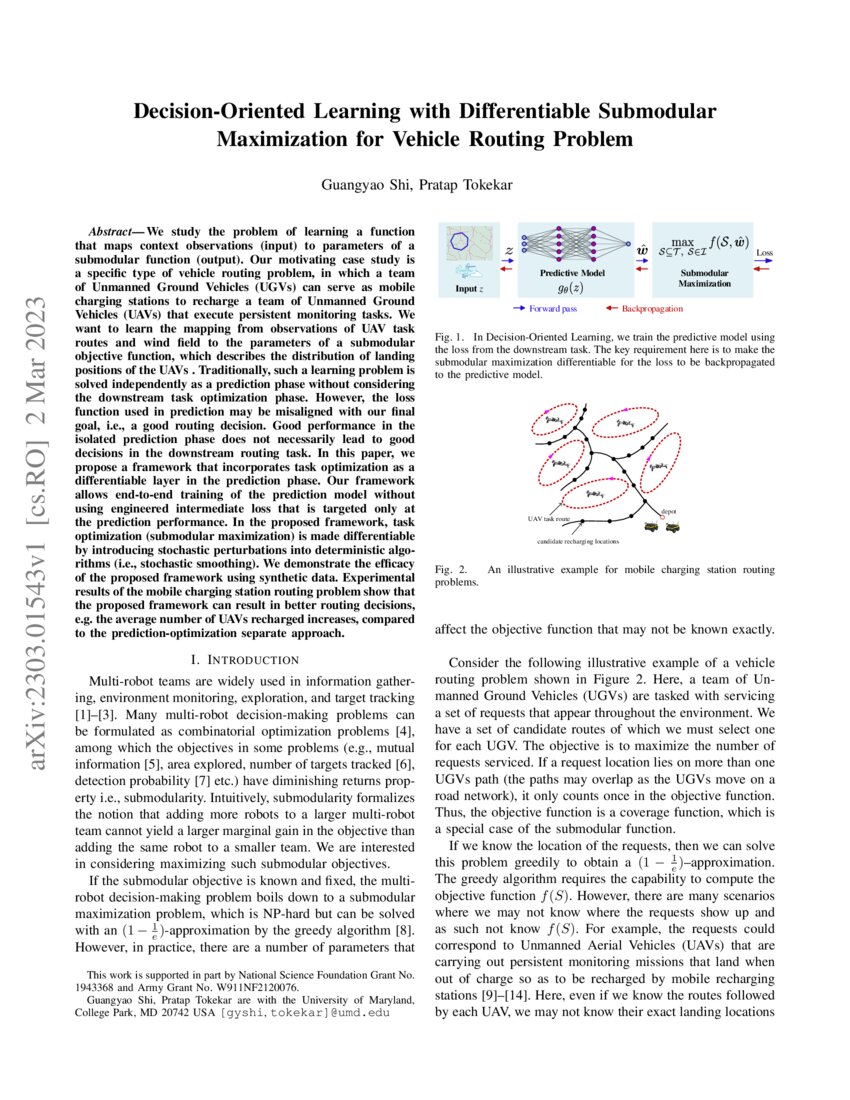 Decision Oriented Learning With Differentiable Submodular Maximization For Vehicle Routing