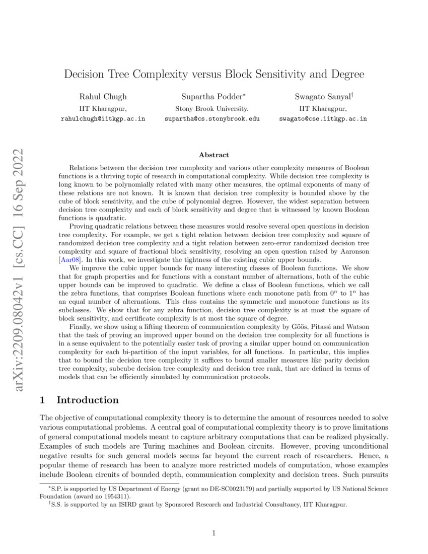Decision Tree Complexity versus Block Sensitivity and Degree | DeepAI