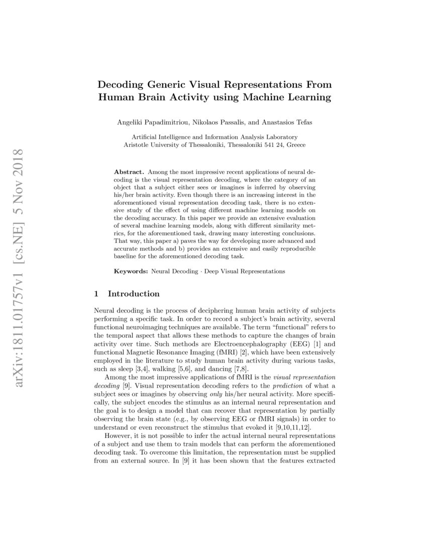 Decoding Generic Visual Representations From Human Brain Activity Using