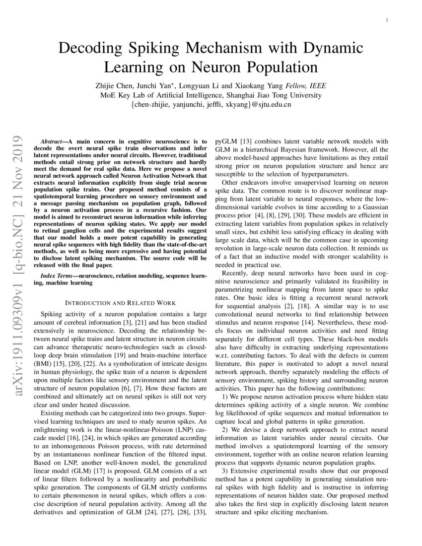 Decoding Spiking Mechanism with Dynamic Learning on Neuron Population ...