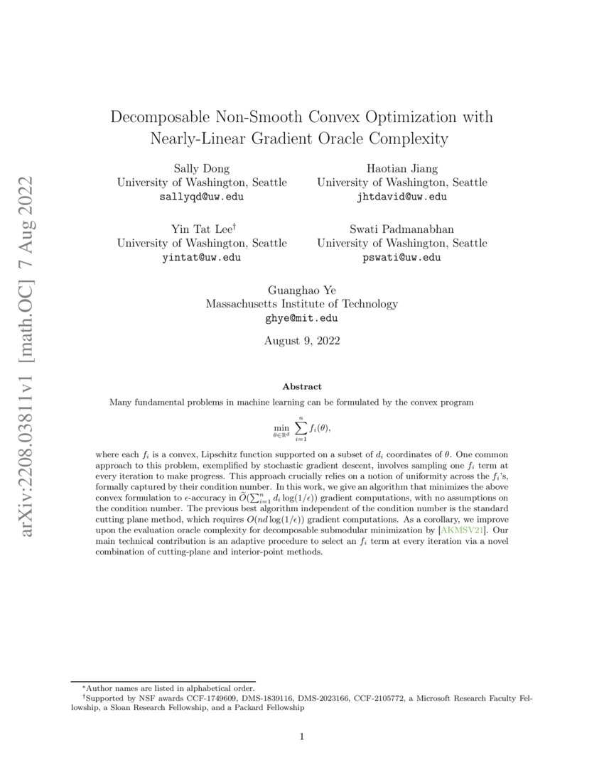 Decomposable Non Smooth Convex Optimization With Nearly Linear Gradient Oracle Complexity Deepai