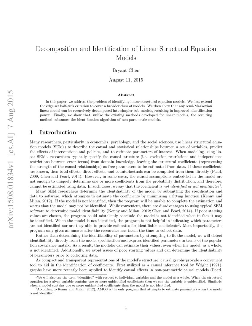 Decomposition and Identification of Linear Structural Equation Models | DeepAI