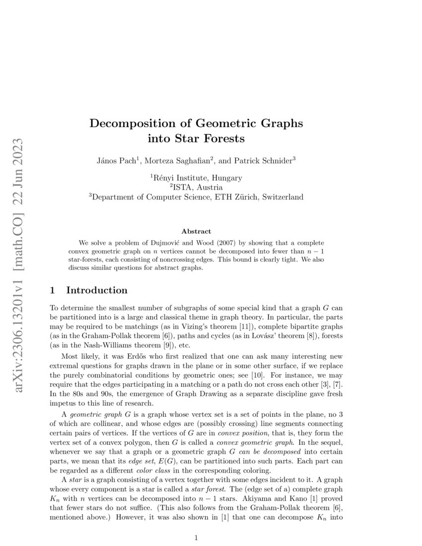 Decomposition Of Geometric Graphs Into Star Forests Deepai