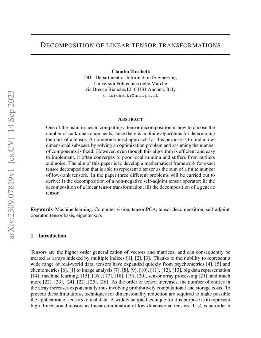 Decomposition of linear tensor transformations | DeepAI Decomposition of linear tensor transformations | DeepAI
