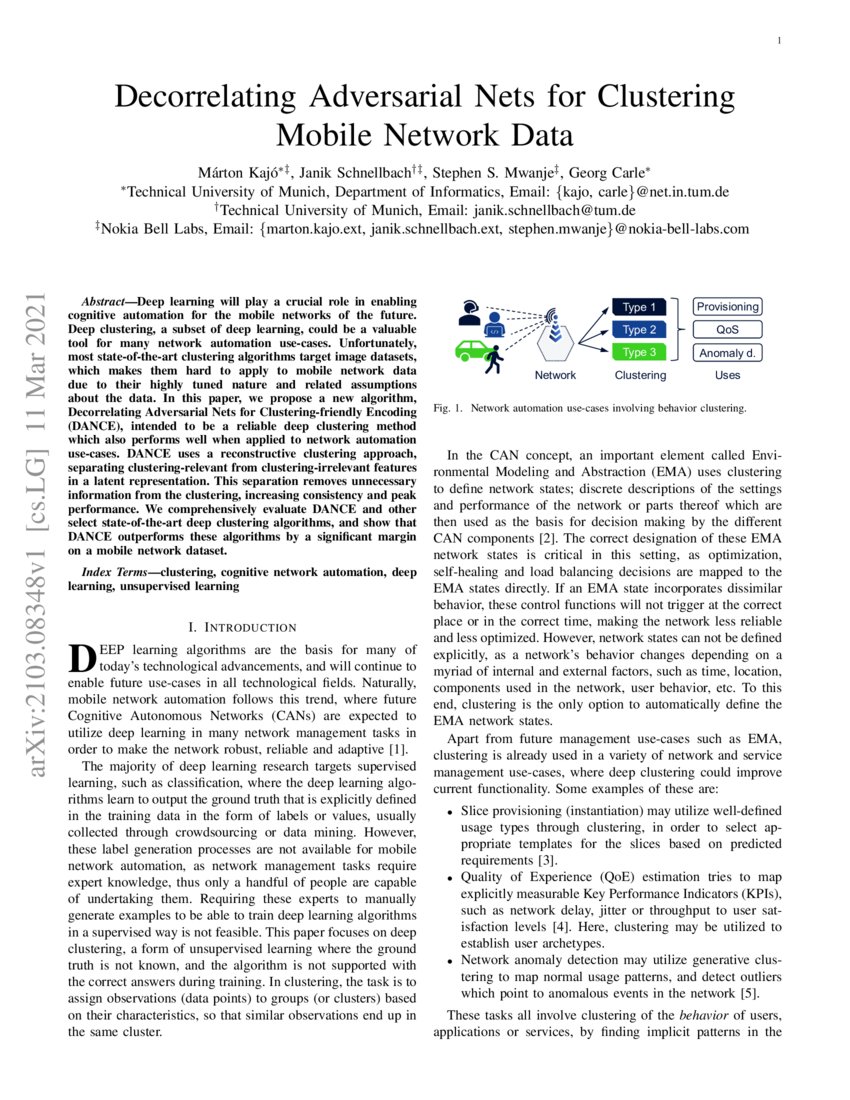 Decorrelating Adversarial Nets for Clustering Mobile Network Data | DeepAI