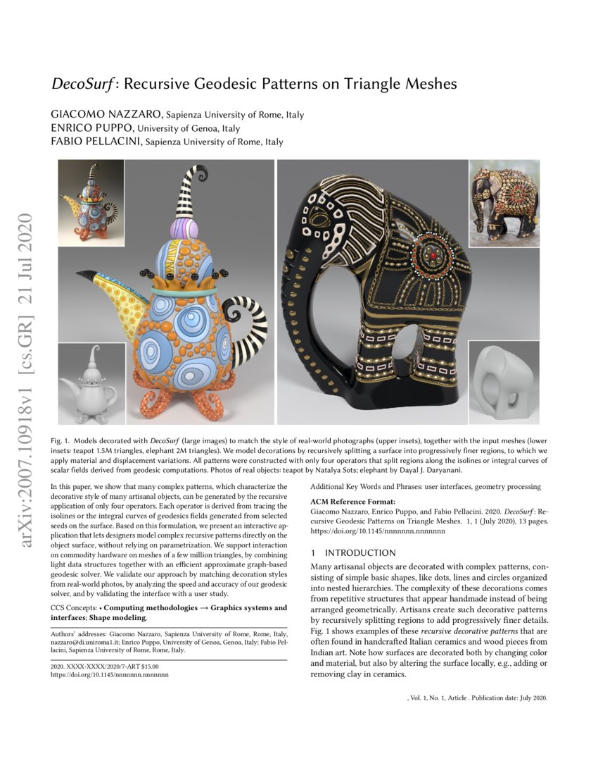 DecoSurf: Recursive Geodesic Patterns on Triangle Meshes | DeepAI