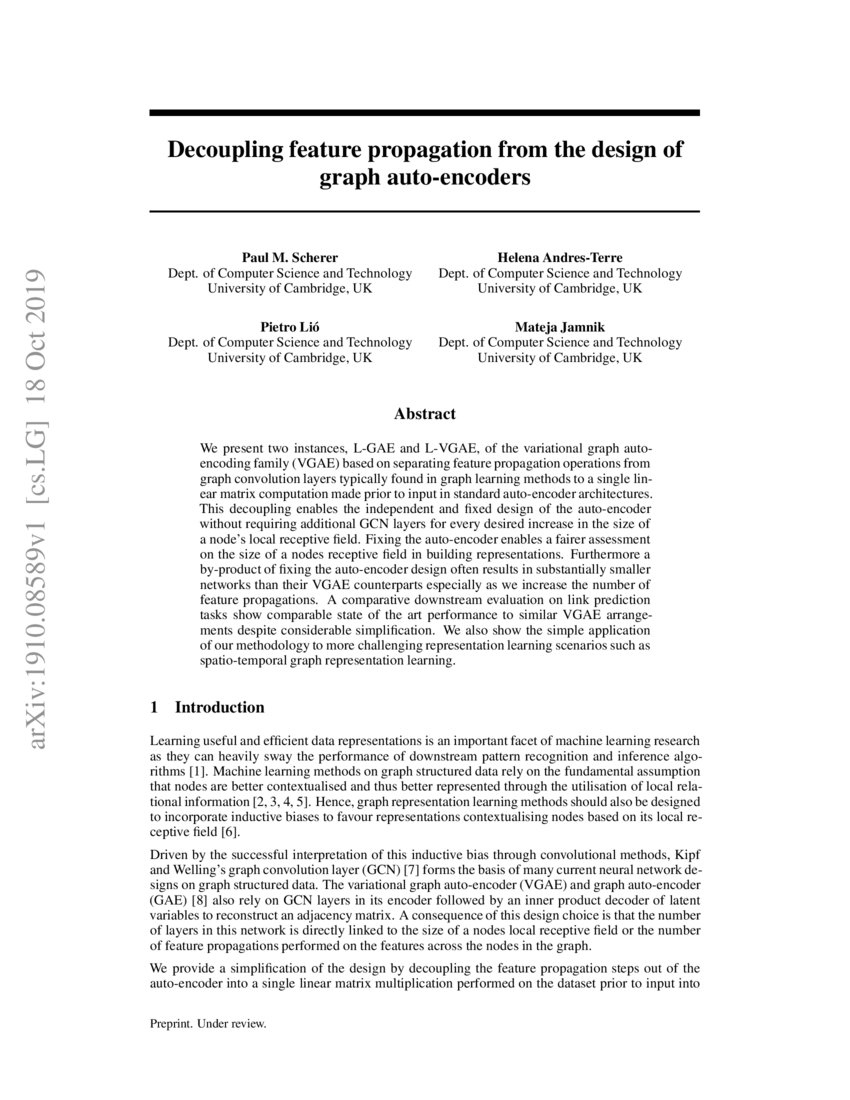 Decoupling feature propagation from the design of graph auto-encoders ...