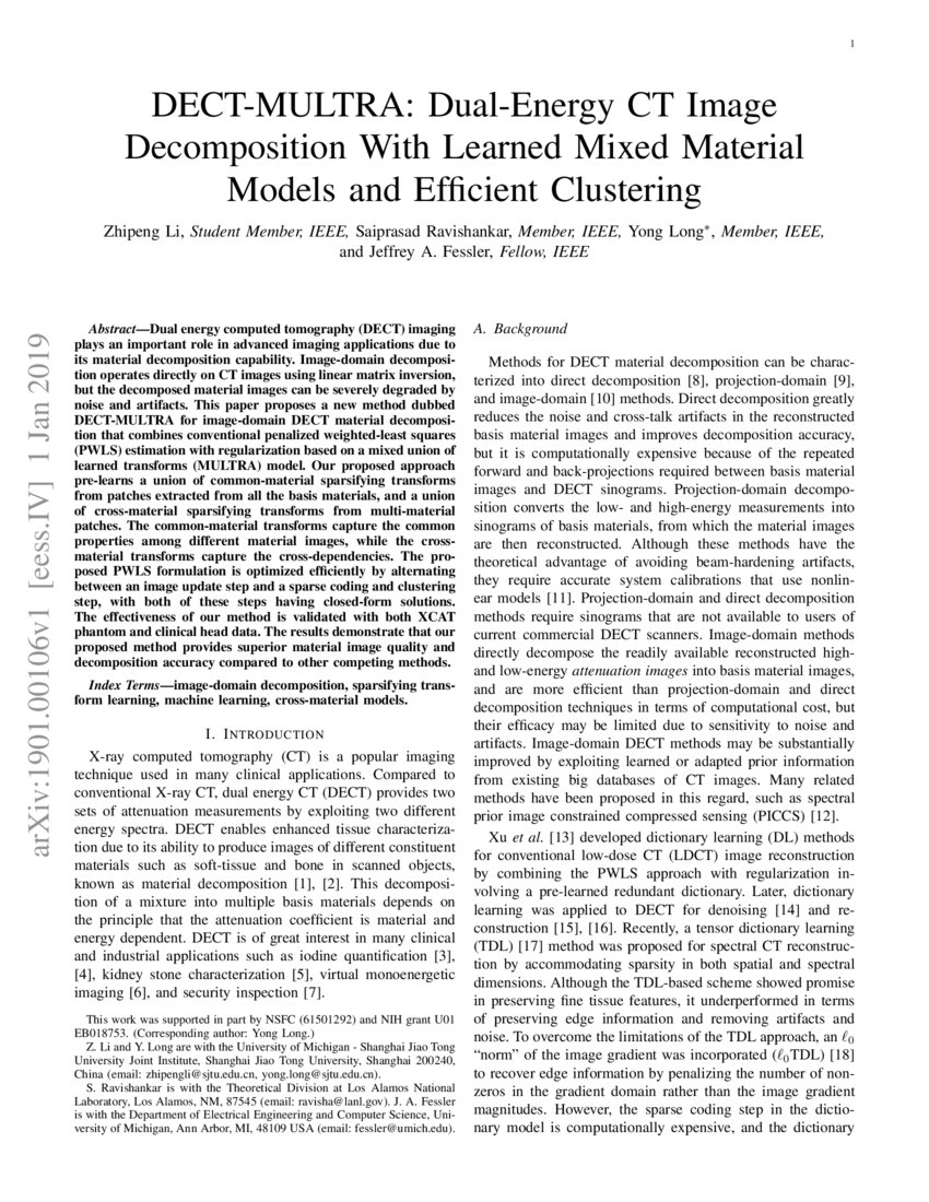 DECT-MULTRA: Dual-Energy CT Image Decomposition With Learned Mixed ...