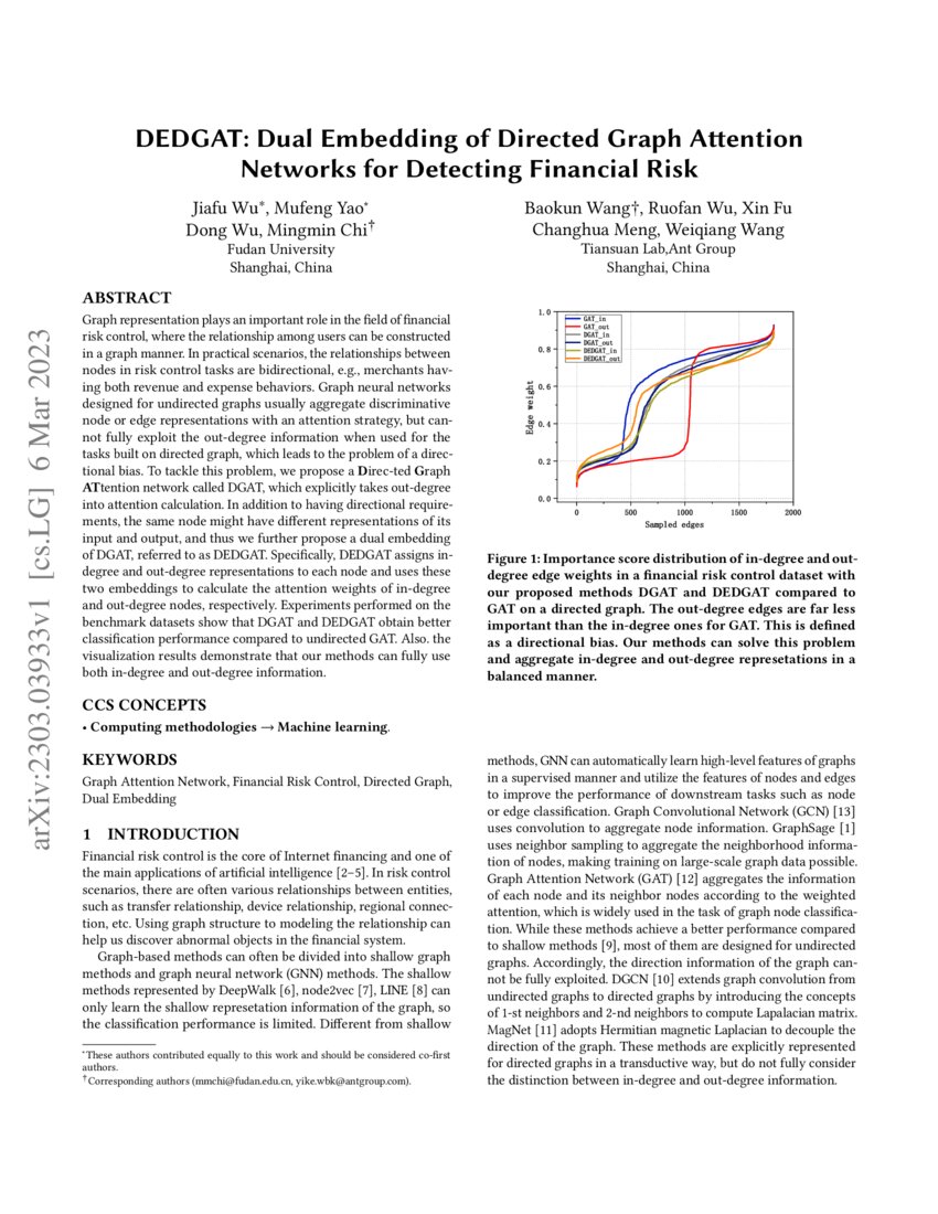 DEDGAT: Dual Embedding of Directed Graph Attention Networks for Detecting Financial Risk | DeepAI