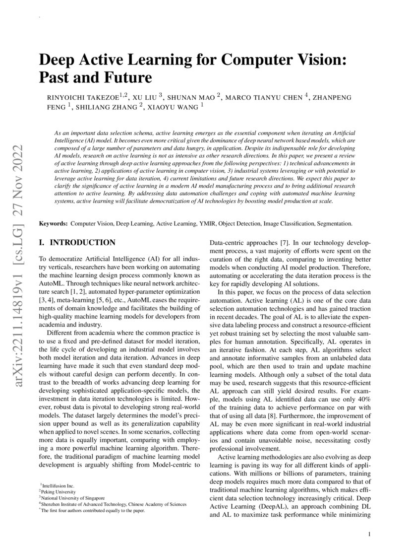 Deep Active Learning for Computer Vision: Past and Future | DeepAI Deep Active Learning for Computer Vision: Past and Future | DeepAI