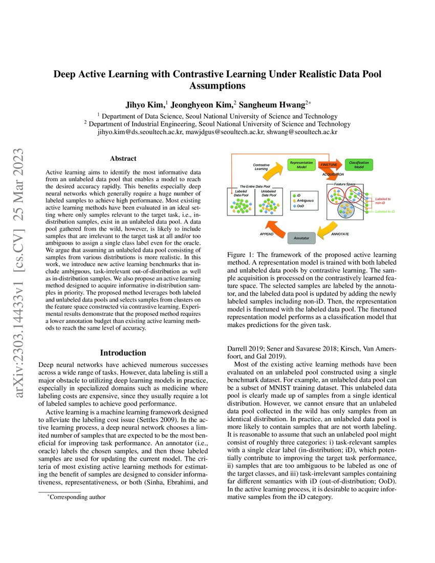 Deep Active Learning with Contrastive Learning Under Realistic Data Pool Assumptions | DeepAI