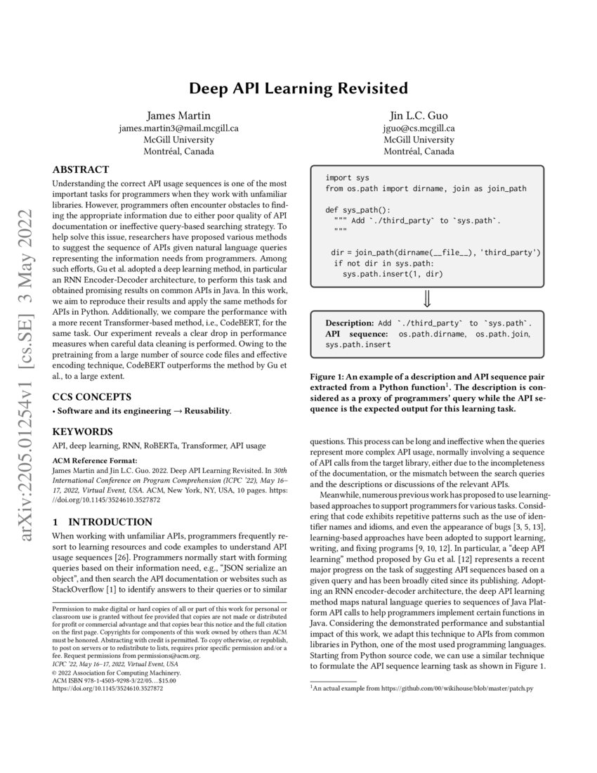 Deep API Learning Revisited | DeepAI