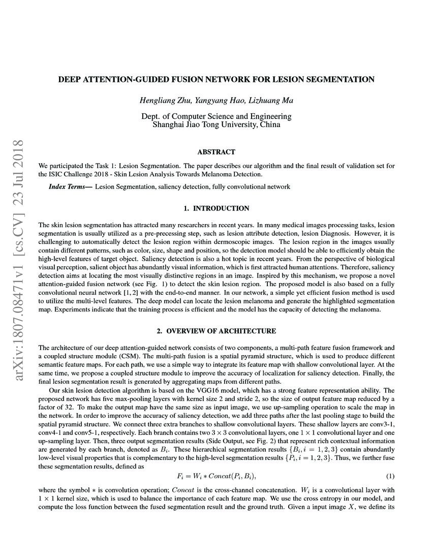 Deep Attention Guided Fusion Network For Lesion Segmentation Deepai