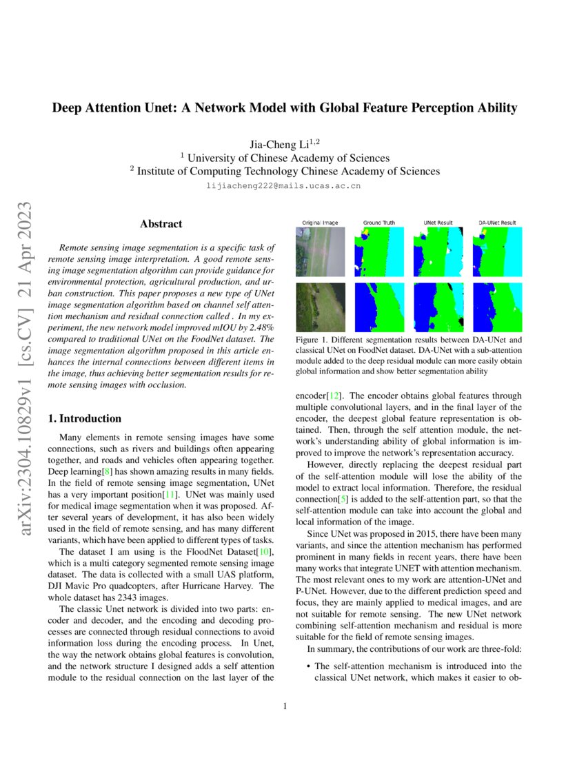 Deep Attention Unet: A Network Model with Global Feature Perception ... Deep Attention Unet: A Network Model with Global Feature Perception ...