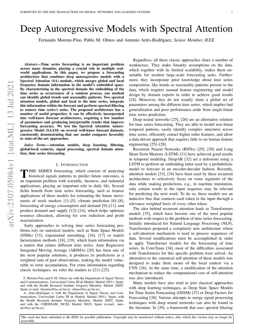 Deep Autoregressive Models With Spectral Attention Deepai