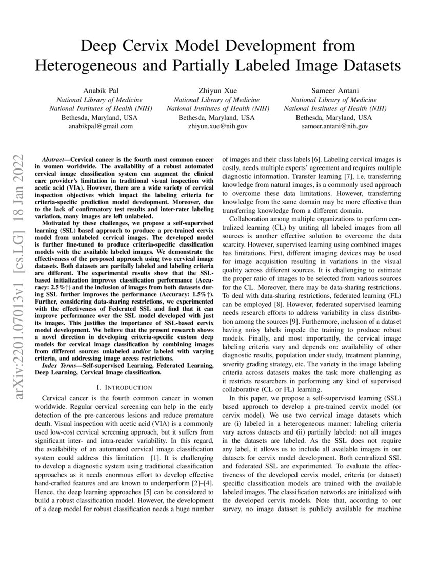 Deep Cervix Model Development from Heterogeneous and Partially Labeled ...