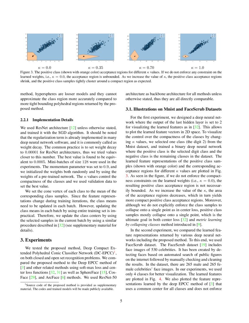 Deep Compact Polyhedral Conic Classifier For Open And Closed Set Recognition Deepai