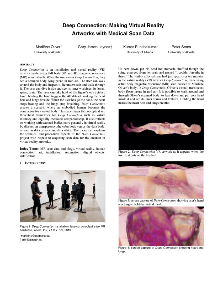 Deep Connection: Making Virtual Reality Artworks with Medical Scan Data ...